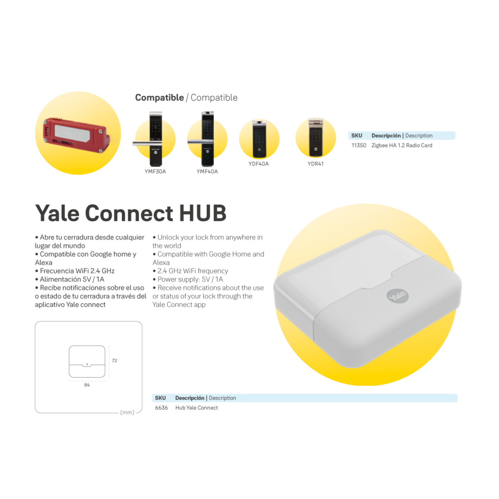 Módulo de conexión Yale Connect HUB + Zigbee YMF - YDF - Yale Ecuador
